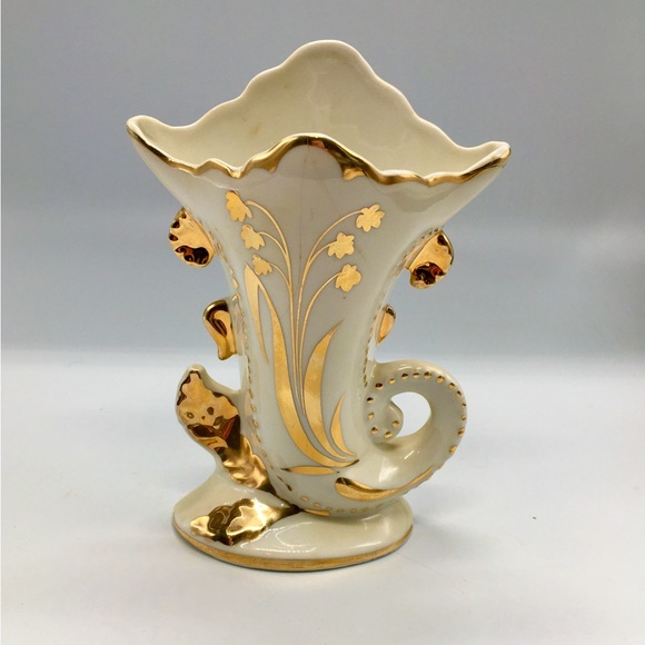 Antique | Accents | Vintage Signed German Made Ceramic Ivory Gold ...